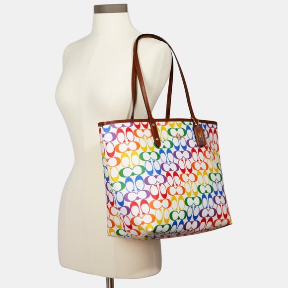 Coach | Bags | Coach Reversible City Tote In Rainbow | Poshmark